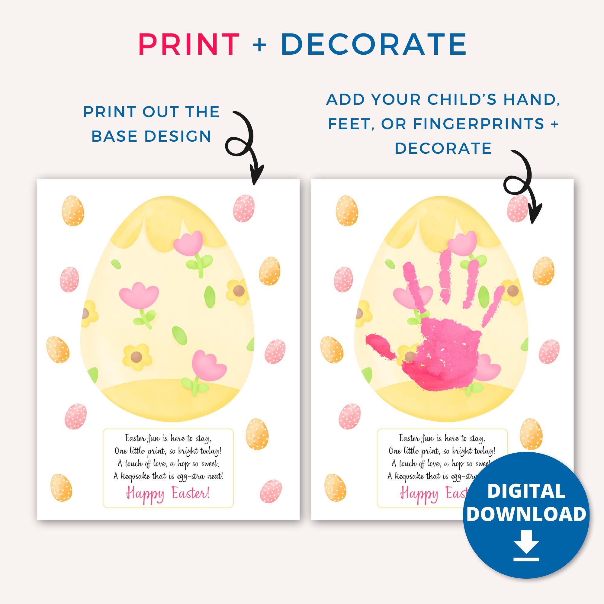 Easter Egg Handprint Art, DIY Printable Craft for Kids, Toddler ...