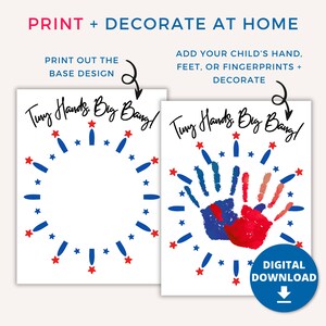 Labor Day Handprint Printable Craft, Labor Day Handprint Art, Patriotic ...