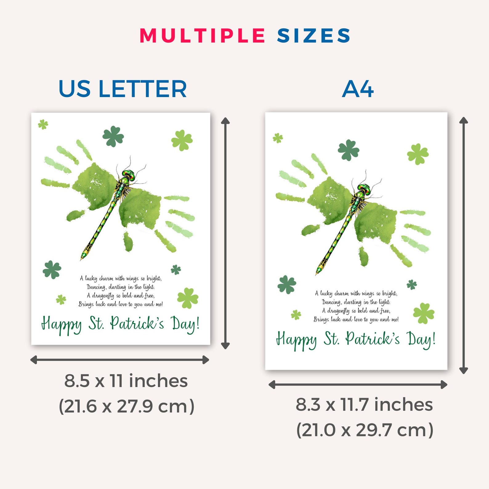 St Patricks Day Handprint Craft, DIY Printable Art for Kids, Toddler ...