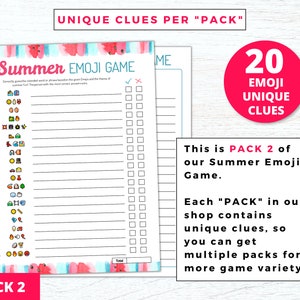 Summer Emoji Game, Summer Activities, Summer Printable Games for Family ...