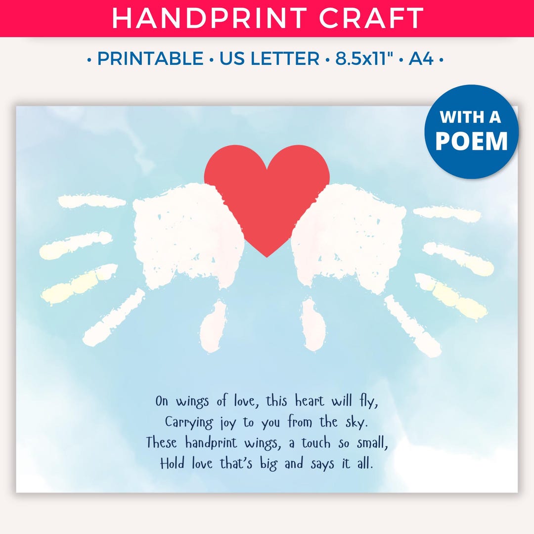 Valentine Day Handprint Printable Craft, Valentines Day Craft Activity ...