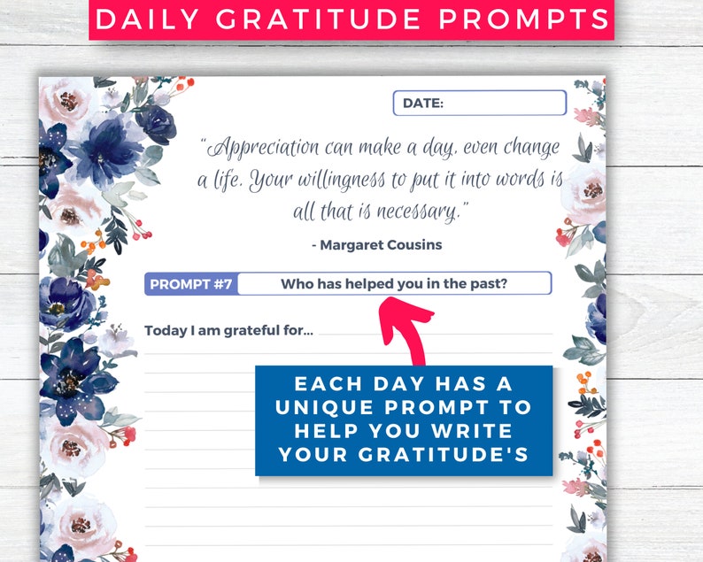 30 Day Gratitude Journal Printable Gratitude Journal Prompts, Gratitude ...
