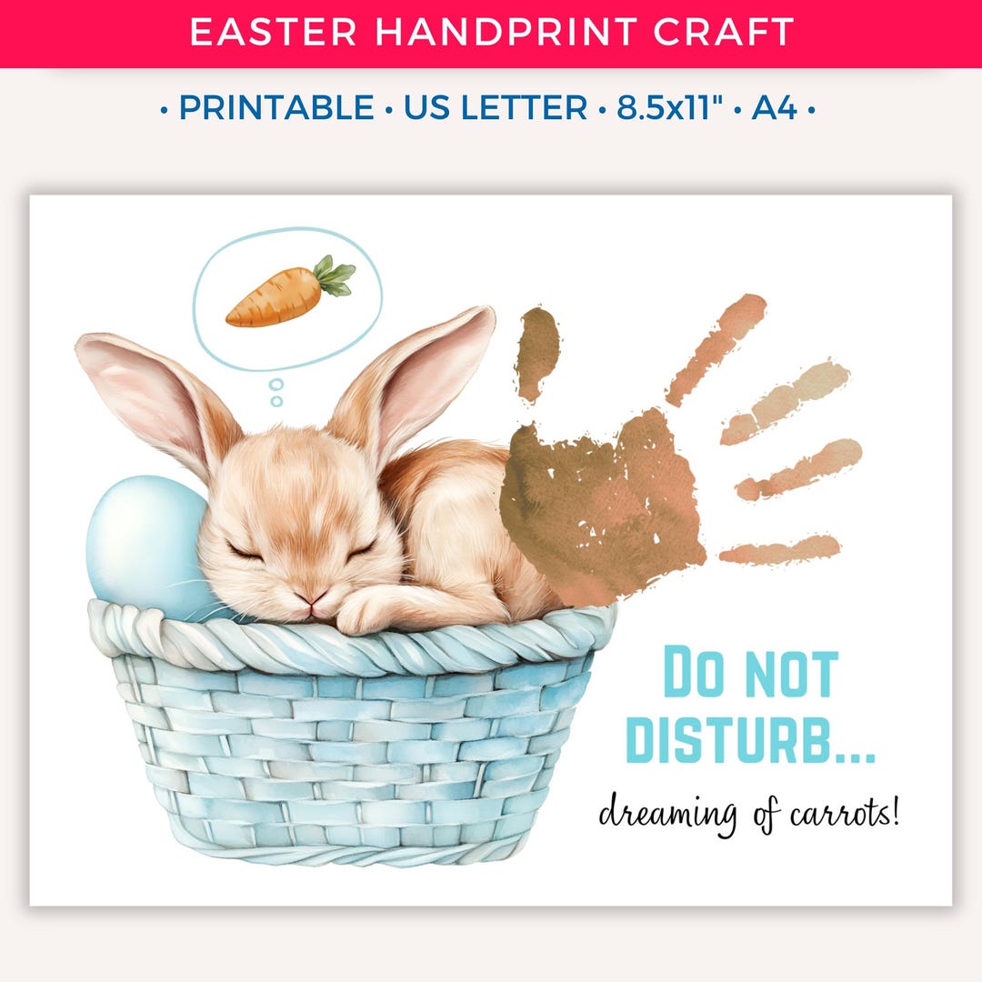 Easter Handprint Craft, Printable Easter Bunny Handprint Art for Kids ...