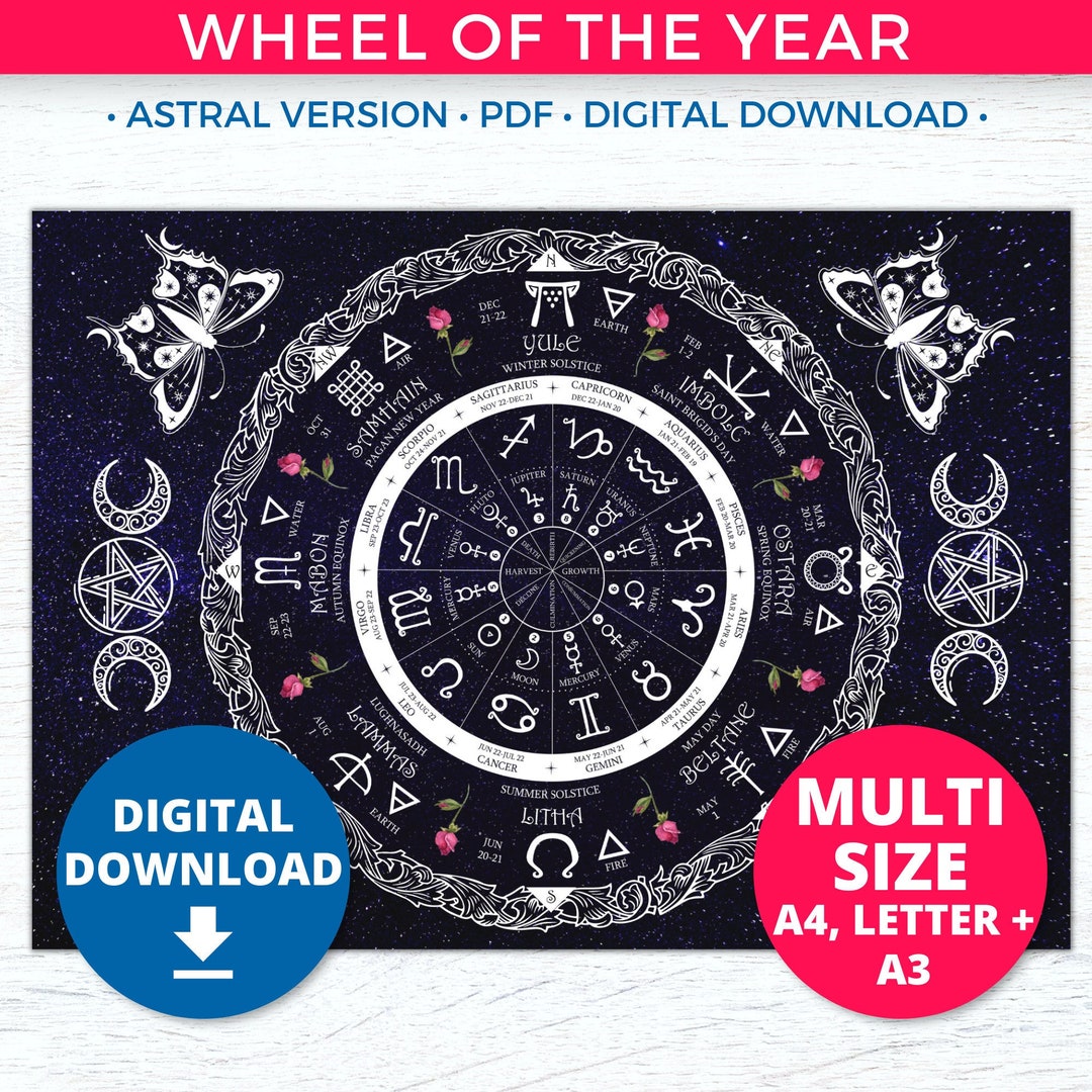 Astrology Chart Wheel of the Year Wicca Grimoire Printable Kit | Witch ...