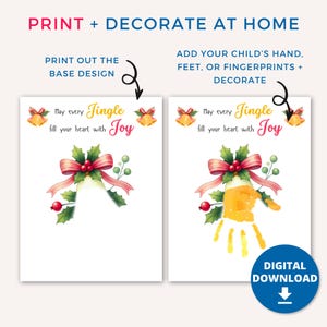 Christmas Handprint, Christmas Printable Handprint Craft Art, Christmas ...