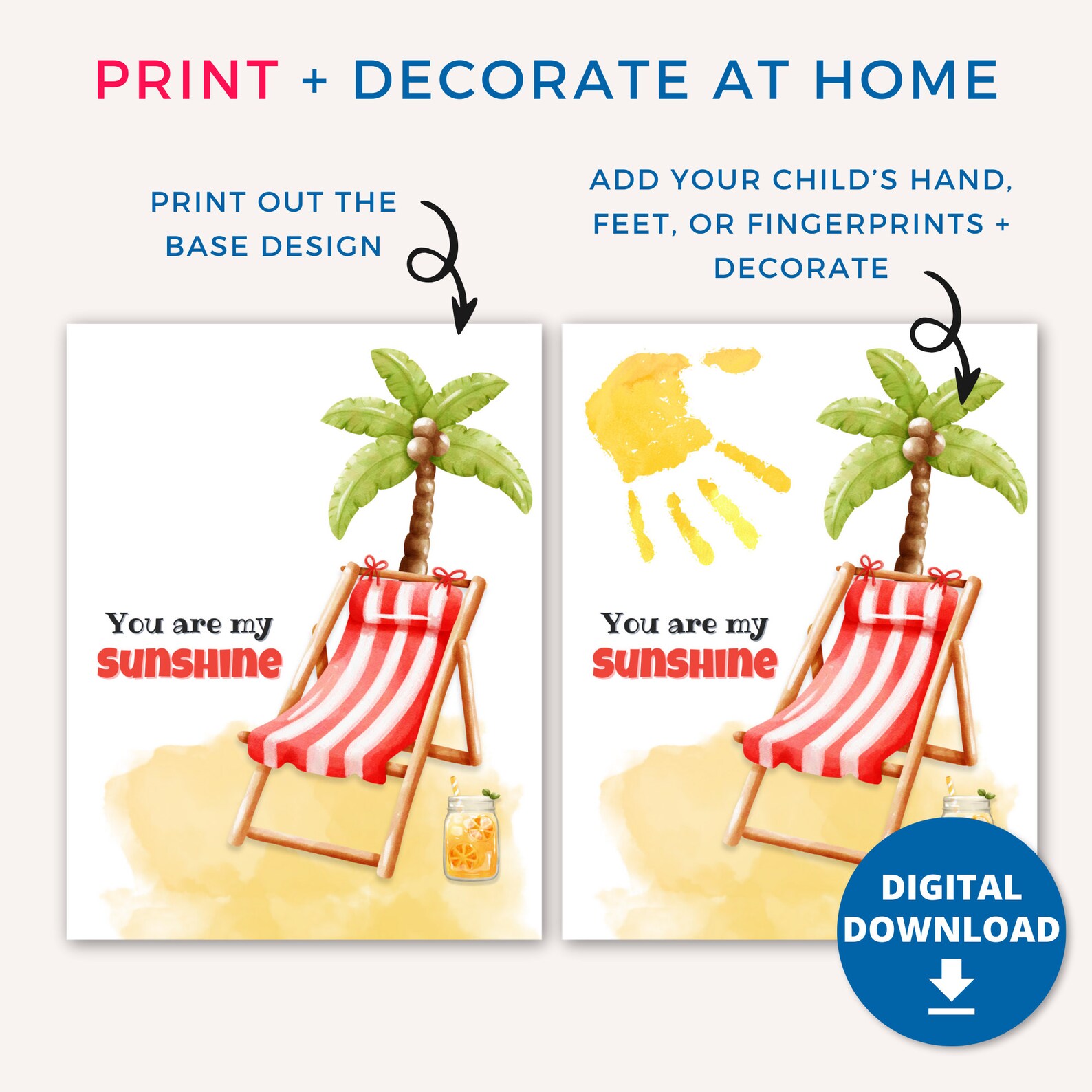 Summer Handprint Craft, Summer Handprint Art, Summer Crafts Handprint ...