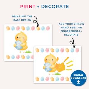 Easter Handprint Craft, Printable Easter Chick Handprint Art for Kids ...