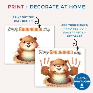 Groundhog Day Handprint Printable Craft, Groundhog Day Craft Activity ...