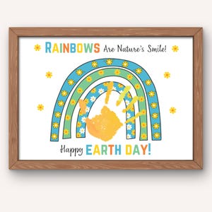 Rainbow Earth Day Handprint Art Craft, Printable Earth Day Craft ...