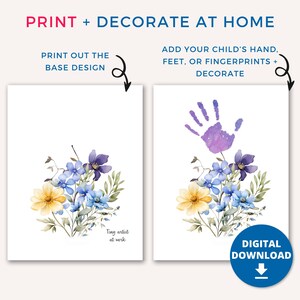 Spring Handprint Art Bundle, Flower Handprint Bouquet Printables ...