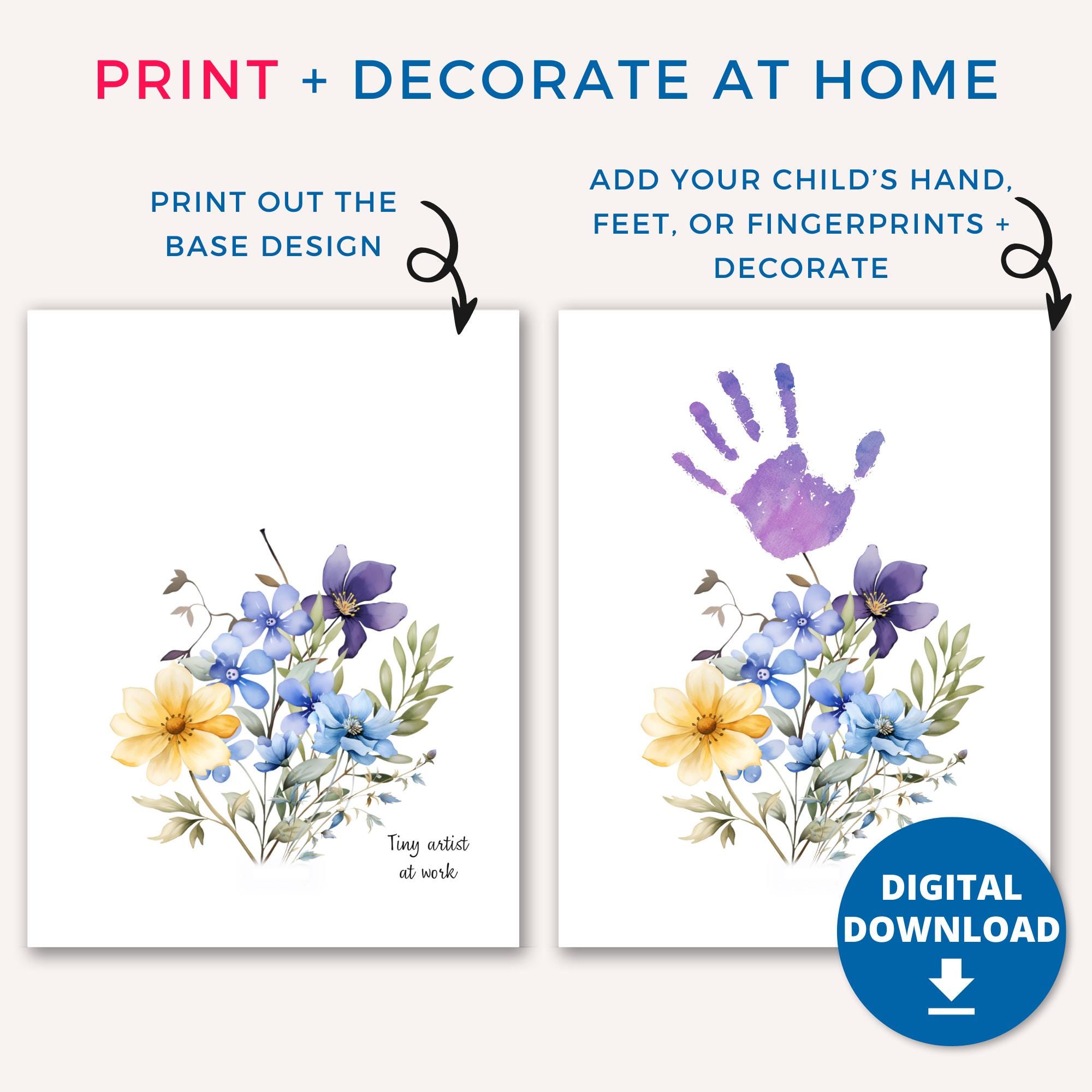 Spring Handprint Art Bundle, Flower Handprint Bouquet Printables ...