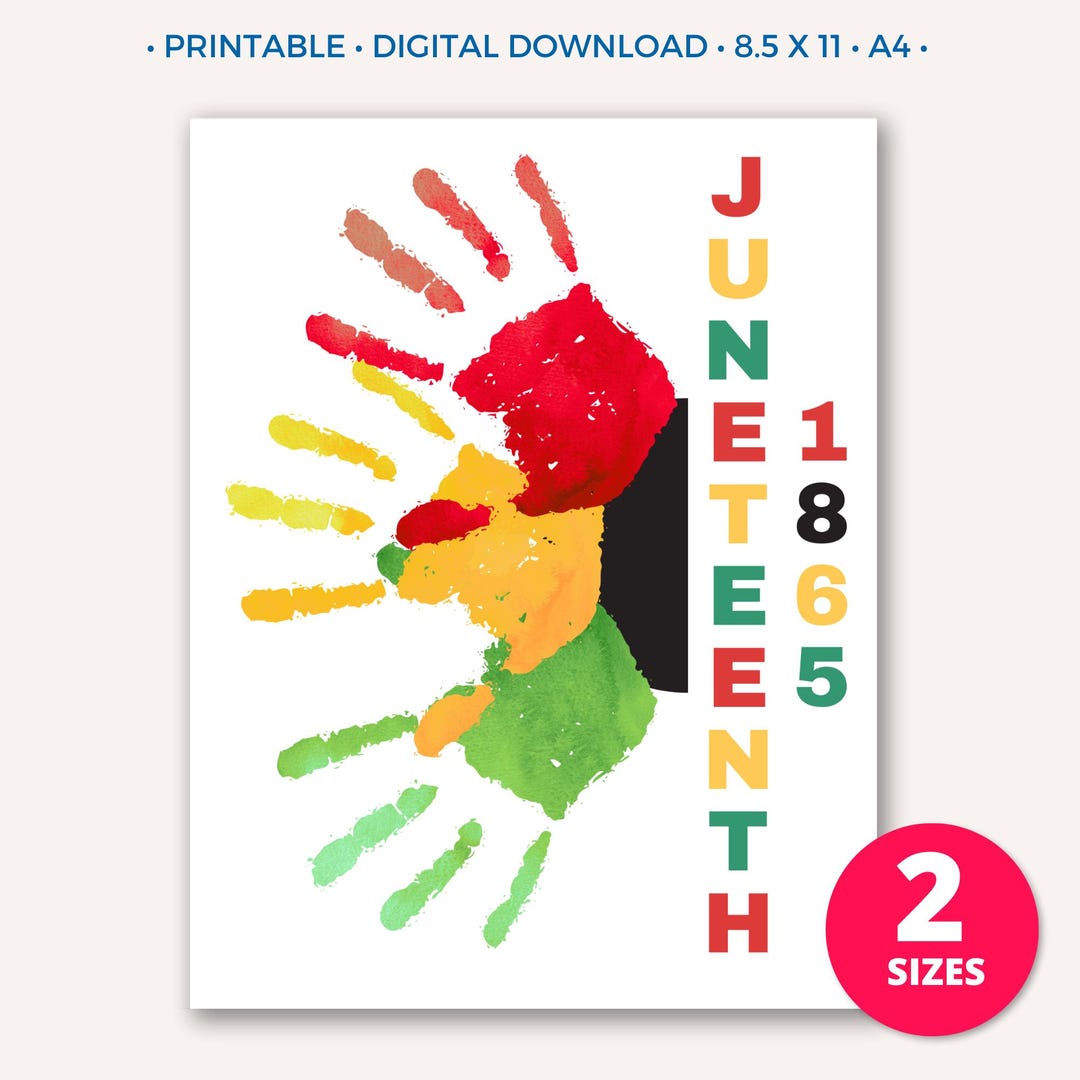 Juneteenth Handprint Printable Craft, Juneteenth Handprint Art, June ...