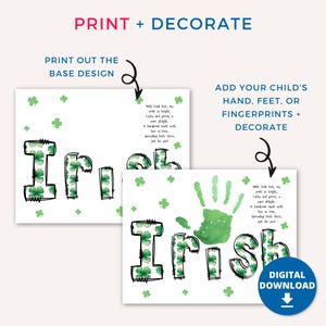 St Patricks Day Handprint Craft, Printable St Patrick Handprint Art for ...