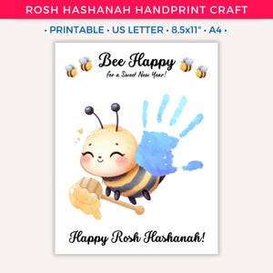 Rosh Hashanah Handprint Printable Craft, Shana Tova Handprint Art, Bee ...