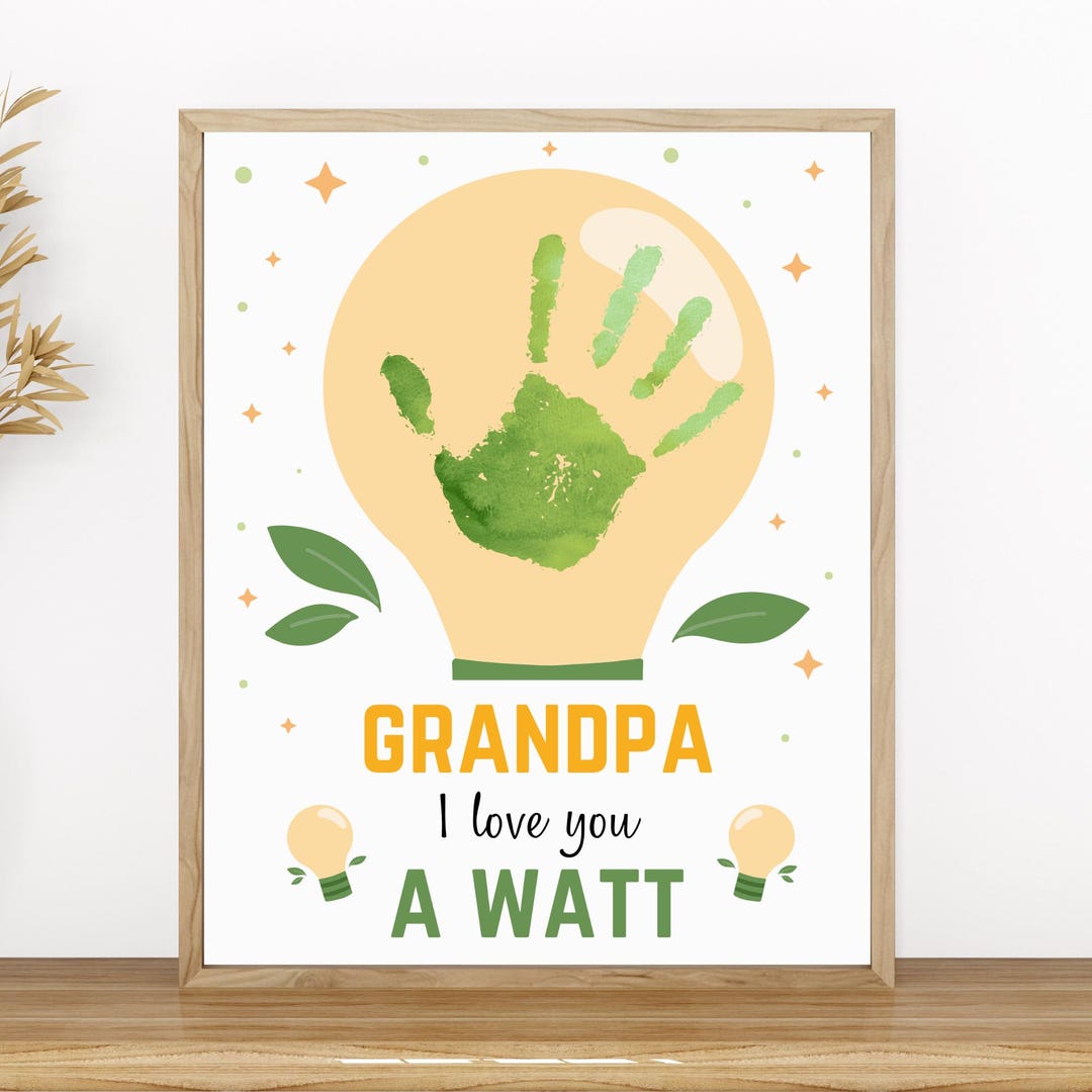 Grandpa Handprint Craft, Handprint Art DIY Birthday Gift From Kids ...