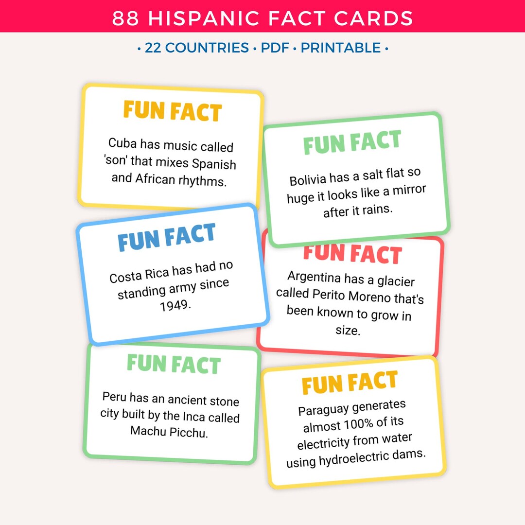 Hispanic Heritage Month Fact Cards, Printable Bulletin Board Ideas ...