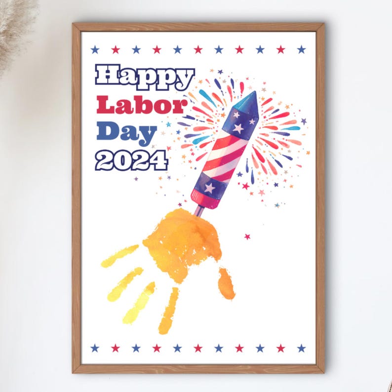 Labor Day Handprint Printable Craft, Labor Day Handprint Art, Patriotic ...