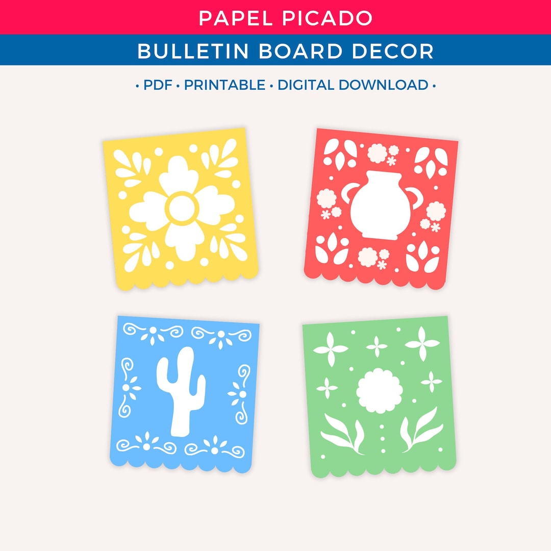 Papel Picado Bulletin Board Banners, Printable Hispanic Heritage Month ...