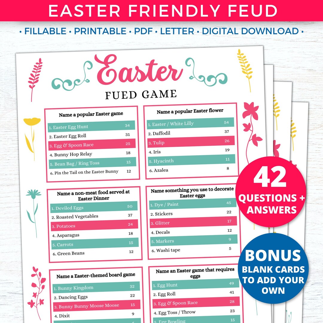 Easter Friendly Feud Game, Easter Party Games, Printable Activity Games ...