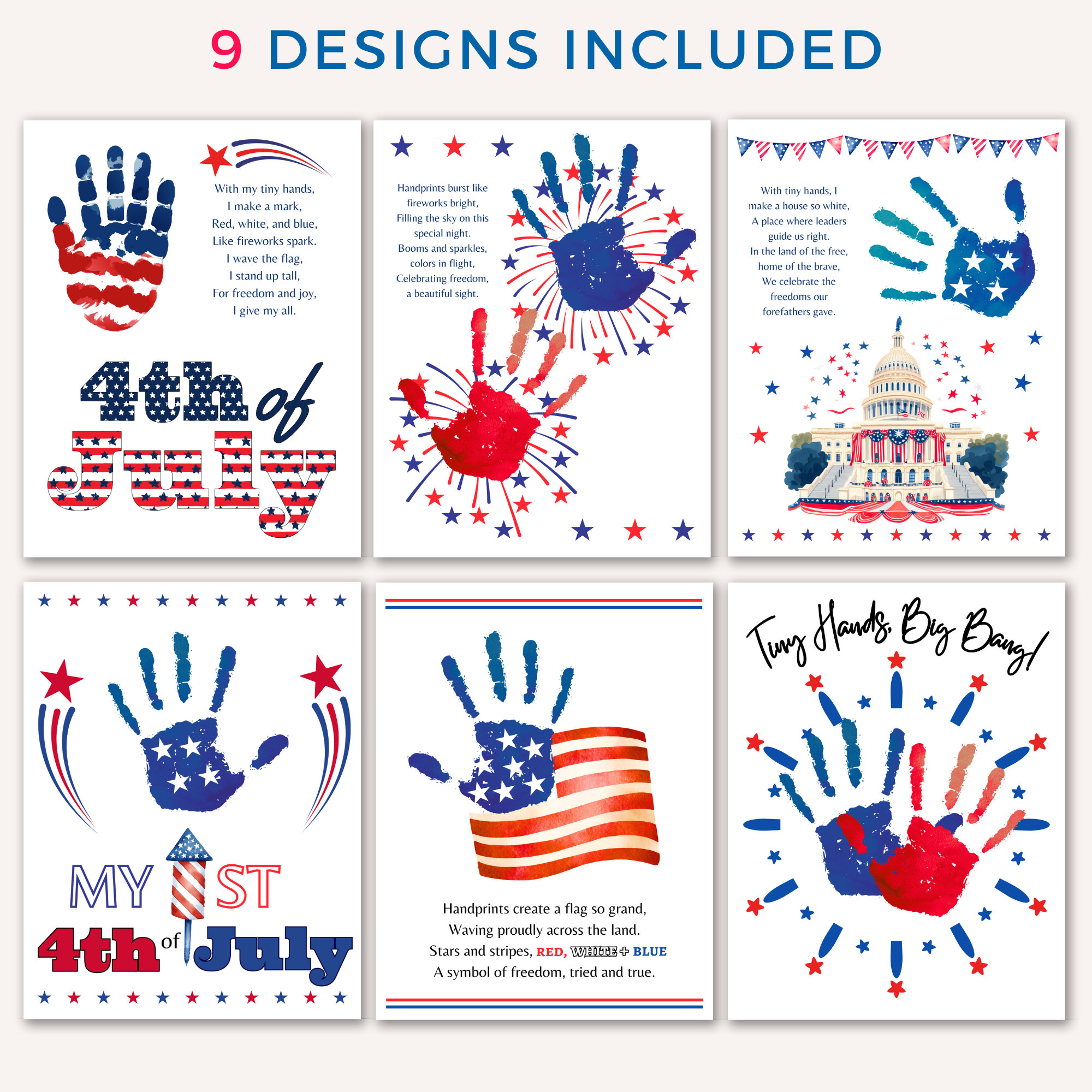 4th of July Handprint Printable Craft, 4th of July Handprint Art ...