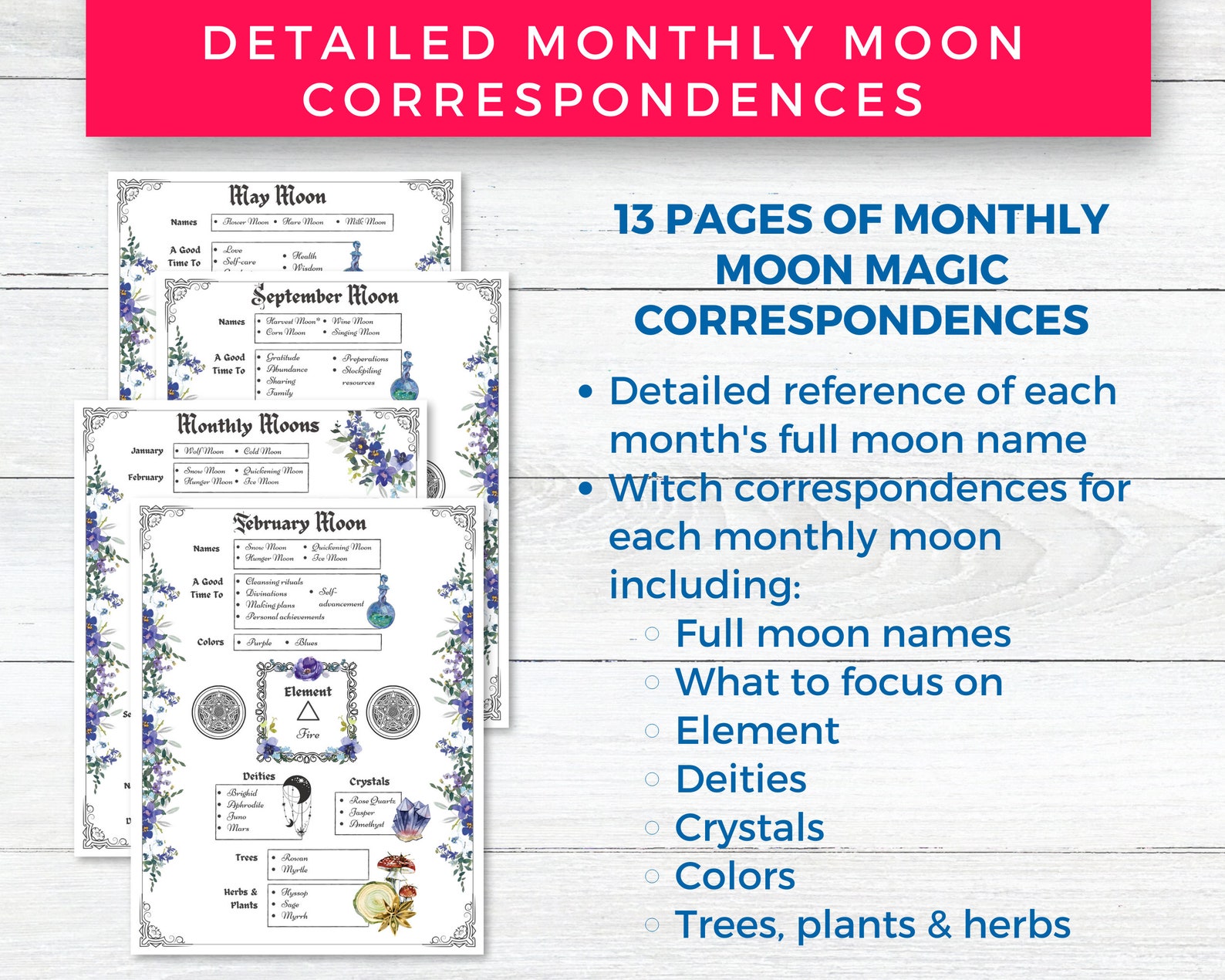 Moon Magick & Witch Moon Phases Calendar Witchcraft - Etsy