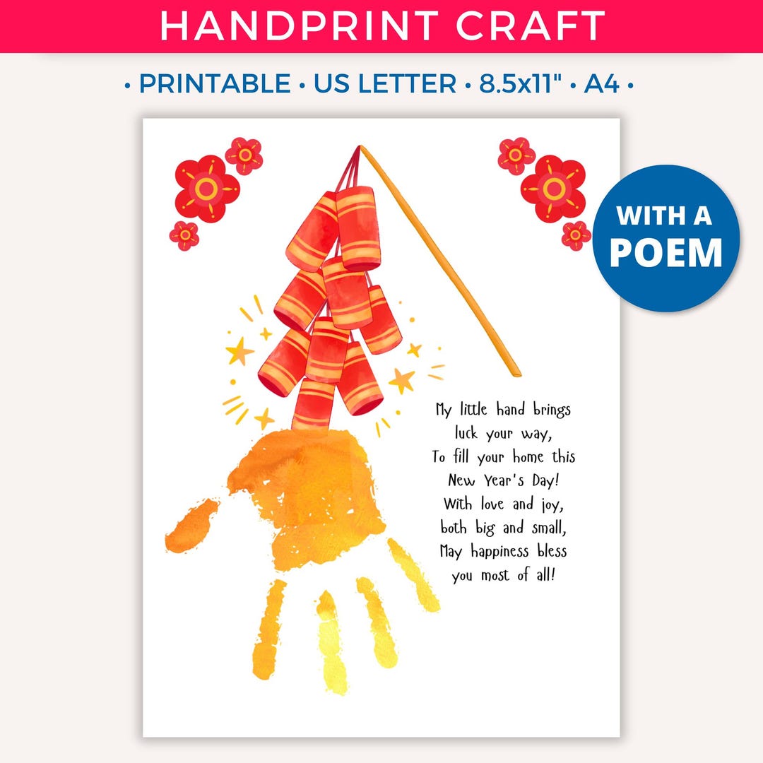 Lunar New Year Handprint Printable Craft 2025, Chinese New Year ...