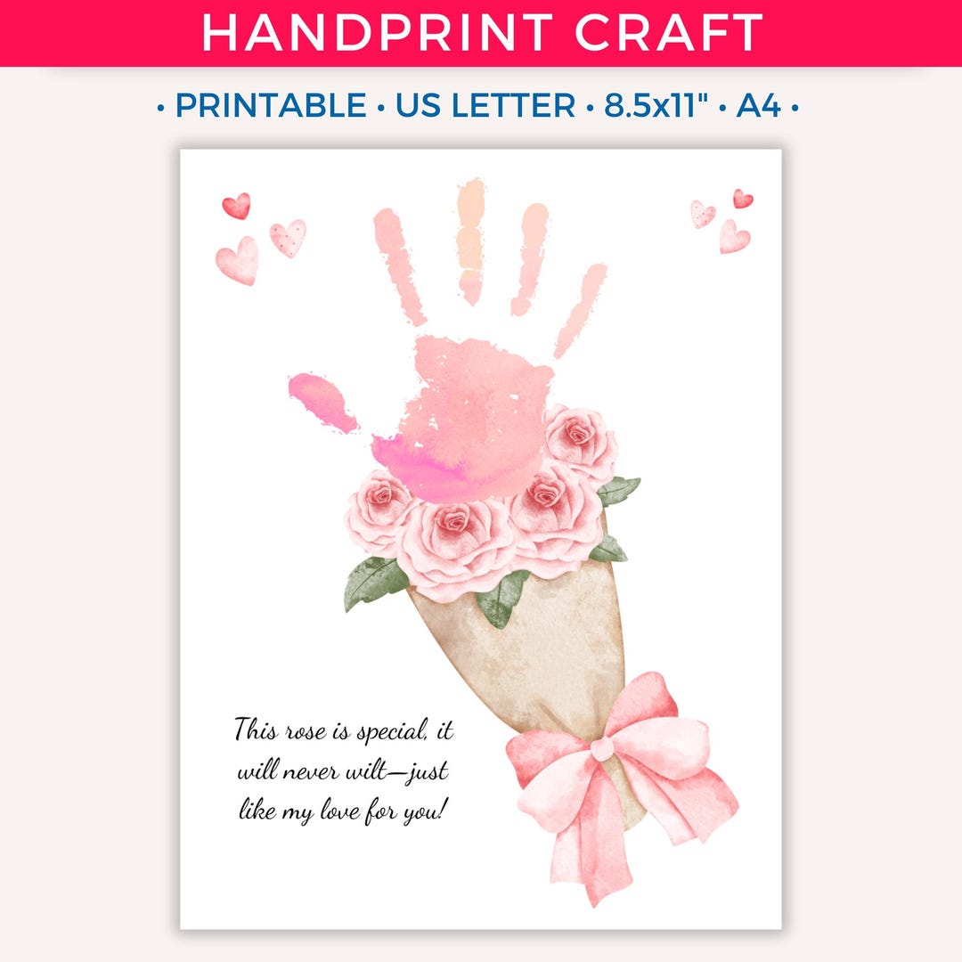 Flower Handprint Bouquet Printable Craft, Mothers Day Handprint Art ...