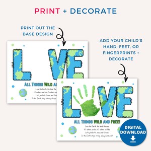 Earth Day Handprint Craft Art for Kids Toddler, Printable DIY Earth Day ...