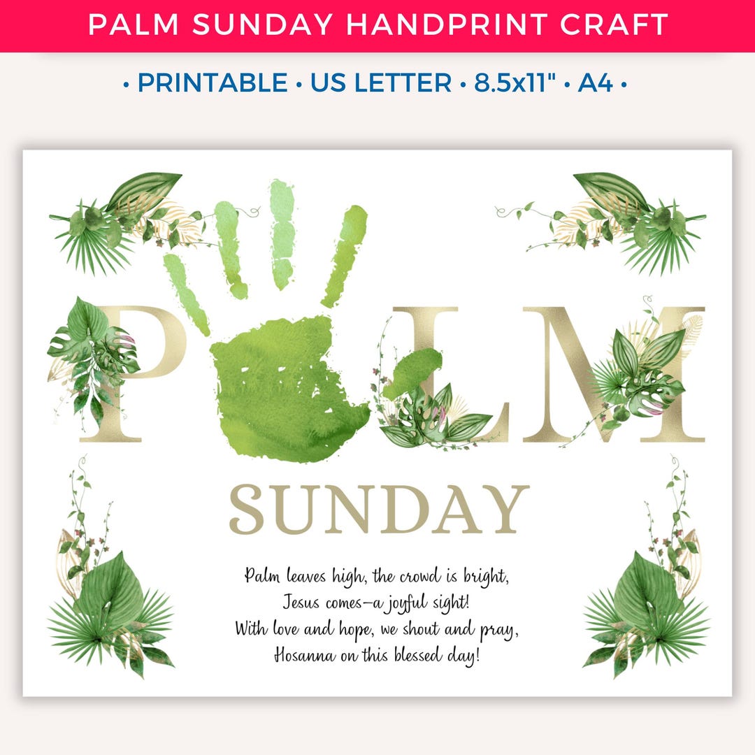 Palm Sunday Handprint Art Craft, Printable Palm Sunday Craft for Kids ...