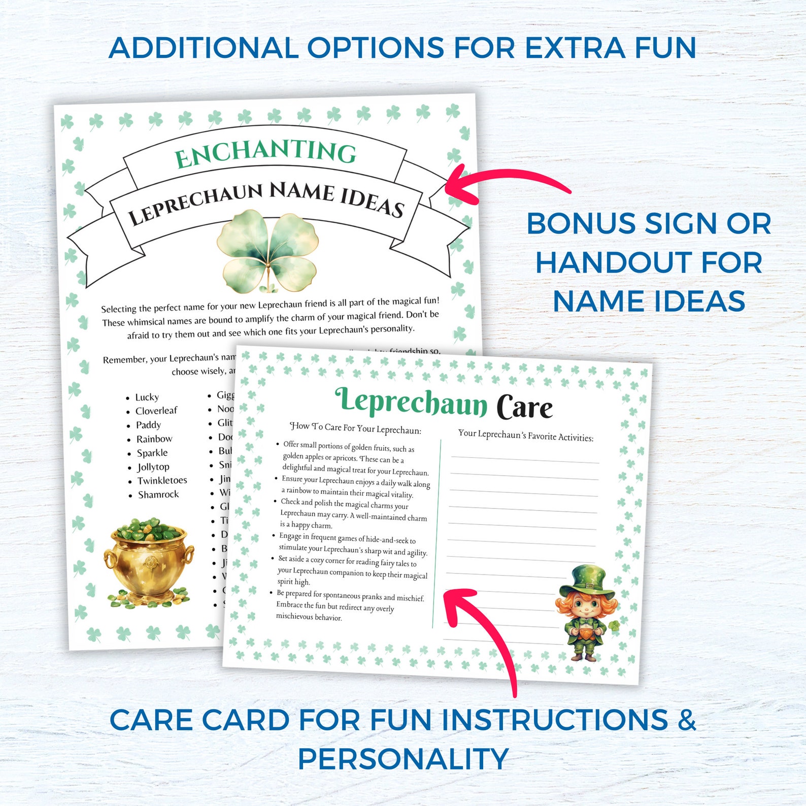 St Patricks Day Games Printable Adopt a Leprechaun Party Favors, Pet ...