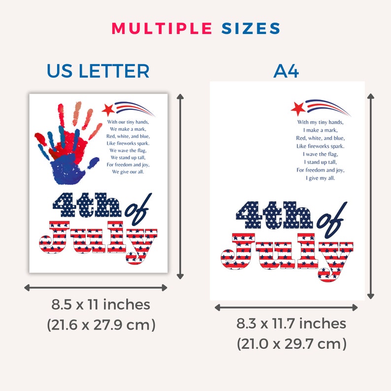 4th of July Handprint Printable Craft, 4th of July Handprint Art ...