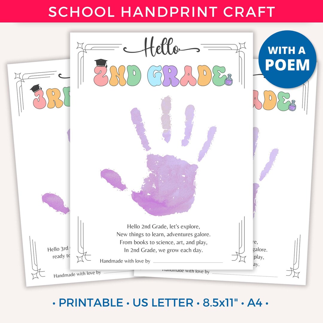Happy First Day of School Handprint Printable Craft, Back to School ...