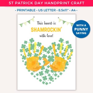 St Patricks Day Handprint Craft, DIY Printable Art for Kids, Toddler ...