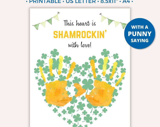 St Patricks Day Handprint Craft, DIY Printable Art for Kids, Toddler ...