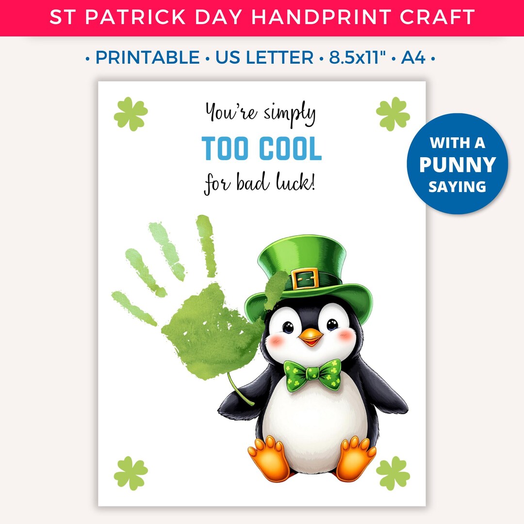 St Patricks Day Handprint Craft, Printable Handprint Art for Kids ...