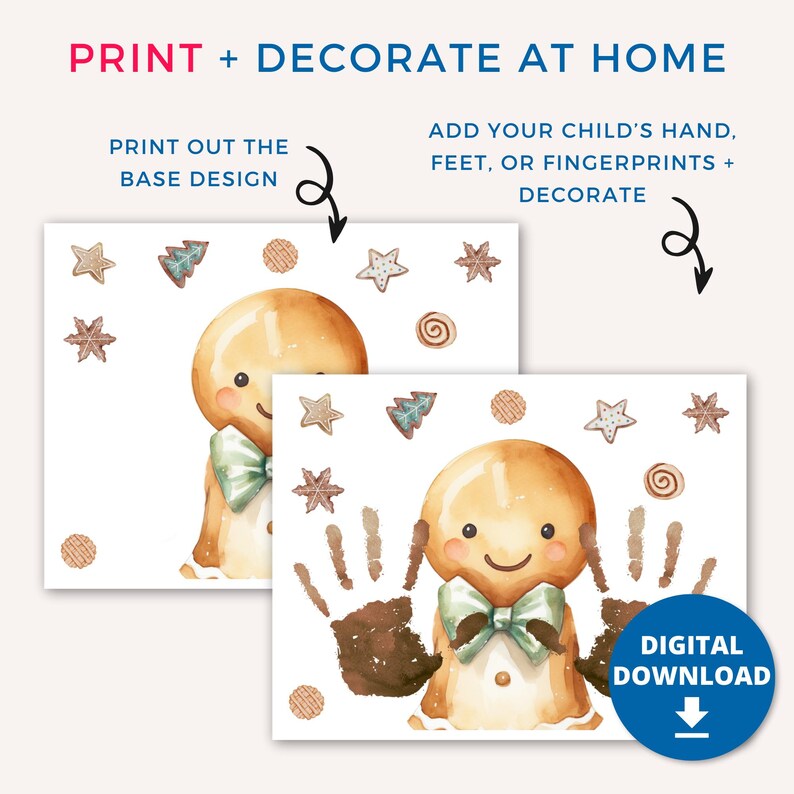 Christmas Gingerbread Man Handprint Art, Christmas Printable Handprint ...