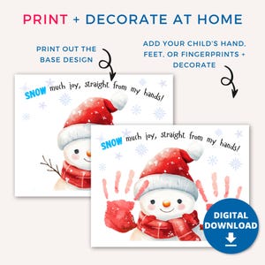 Christmas Snowman Handprint Craft, Christmas Handprint Art Printable ...