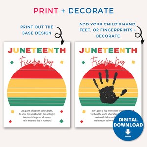 Juneteenth Handprint Printable Craft, Juneteenth Handprint Art, June ...