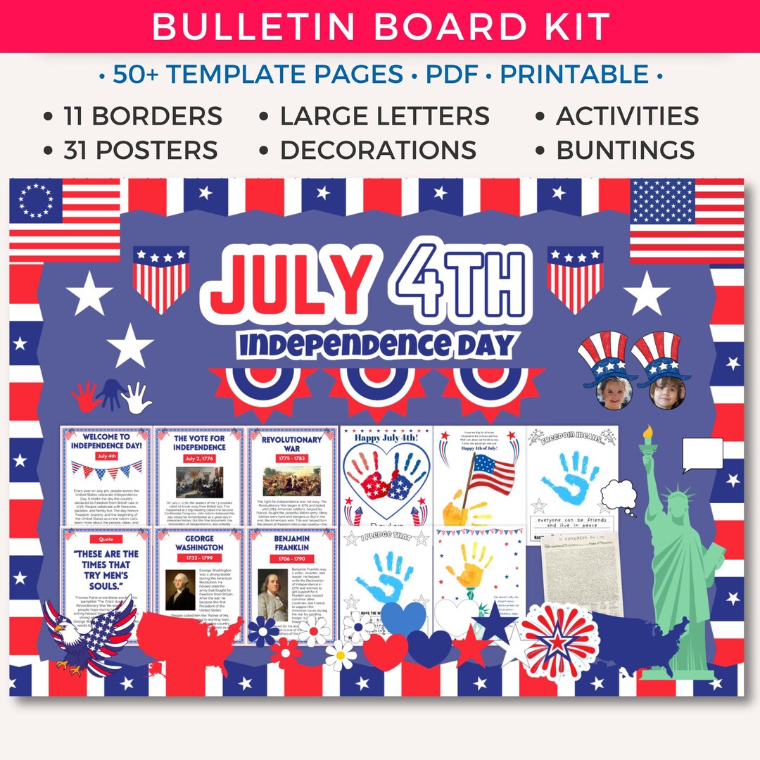 4th of July Bulletin Board, Patriotic Classroom Decor Kit: Independence ...