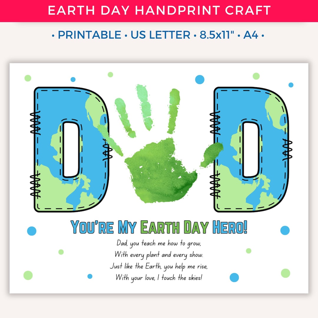 Earth Day Handprint Art Craft for Kids Toddlers, Printable Earth Day ...