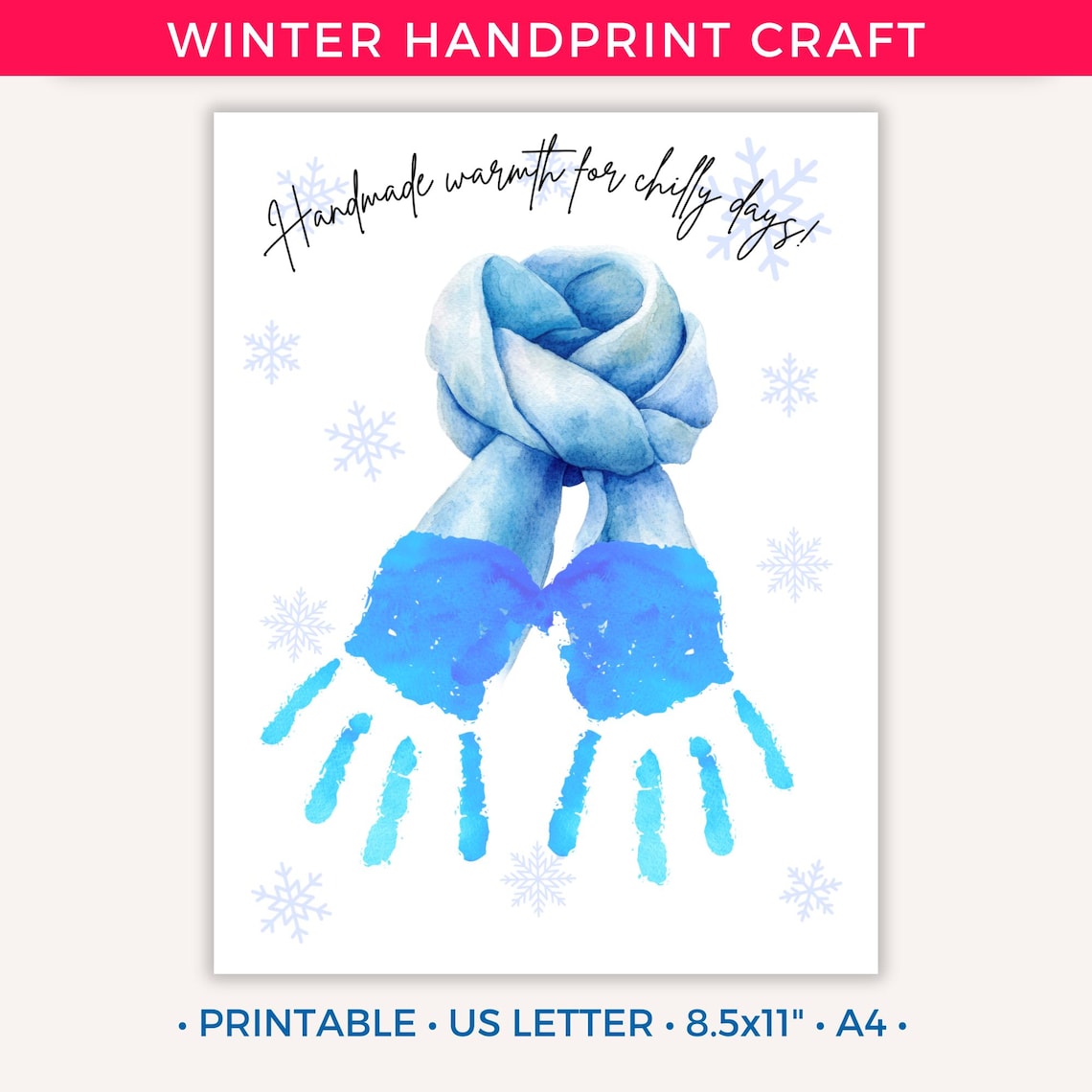Winter Handprint Art, Winter Handprint Craft Printable for Kids ...