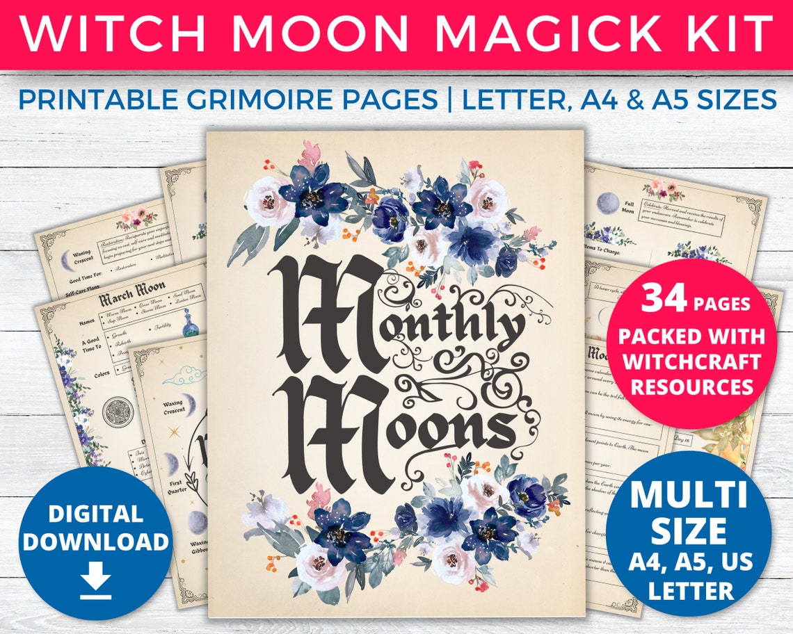Moon Magick & Witch Moon Phases Calendar Witchcraft - Etsy
