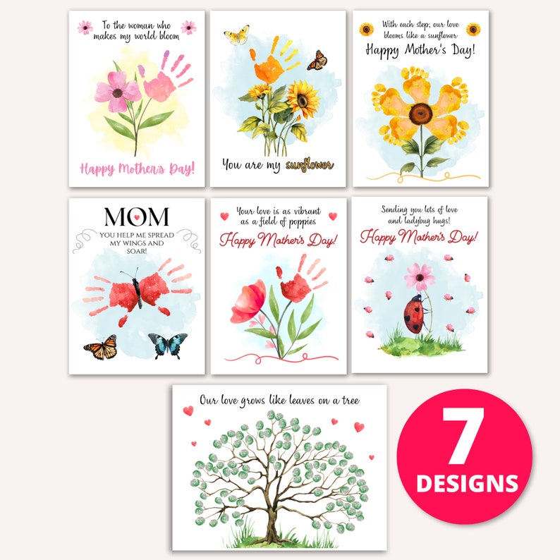 Printable Mothers Day Handprint Art Bundle, Footprint Craft Gift for ...