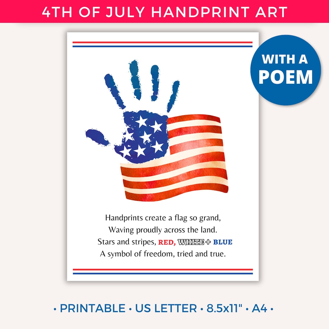 4th of July Handprint Printable Craft, 4th of July Handprint Art ...