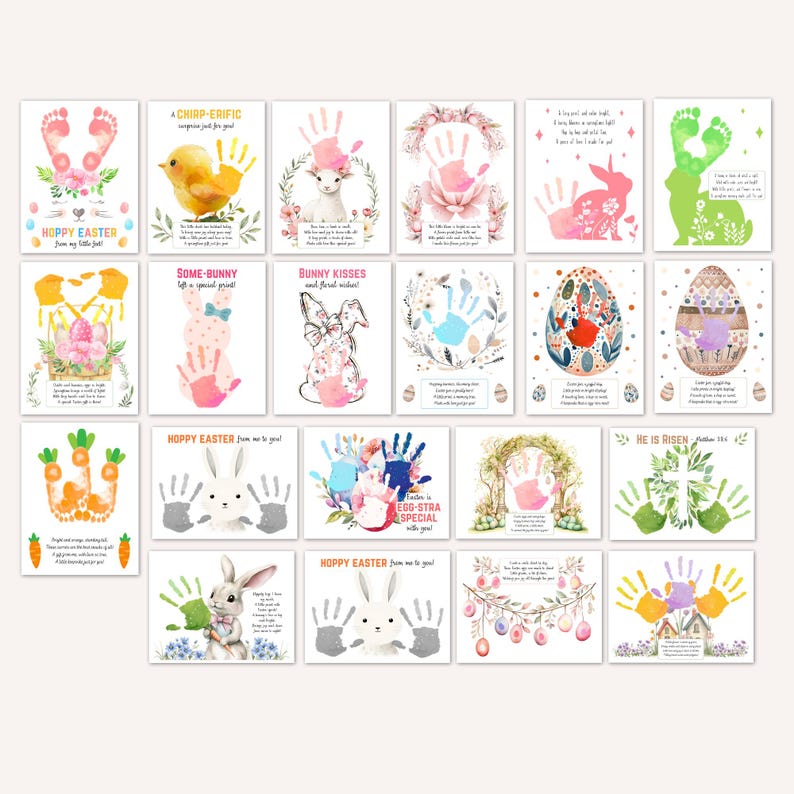 90 Easter Handprint Art Bundle, Easter Bunny Handprint Craft for Kids ...