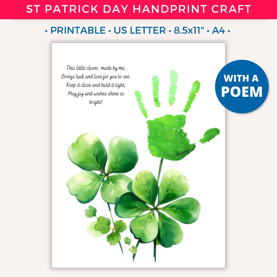 St Patricks Day Handprint Craft, Printable Handprint Art for Kids ...