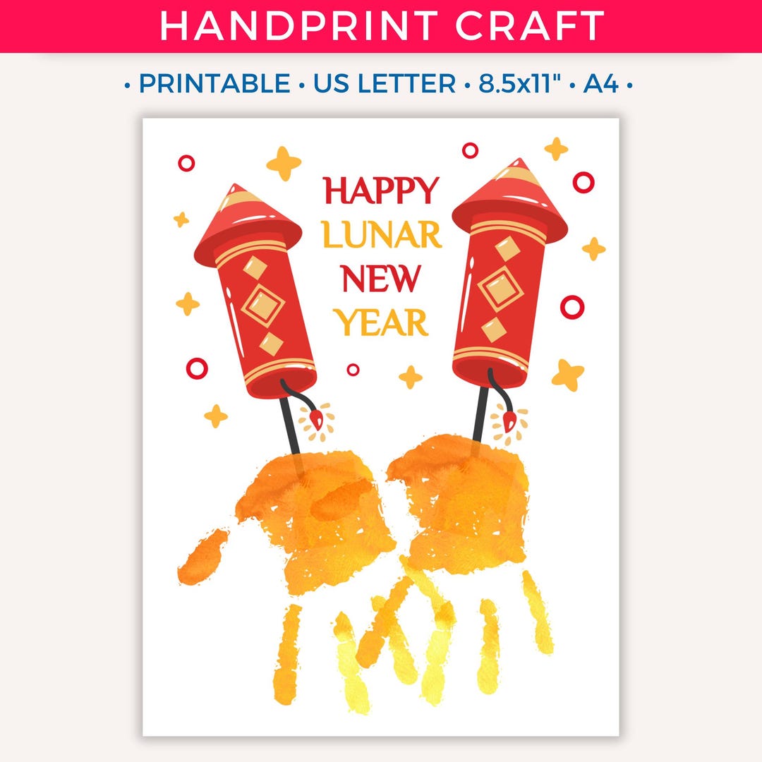 Lunar New Year Handprint Printable Craft 2025, Chinese New Year ...