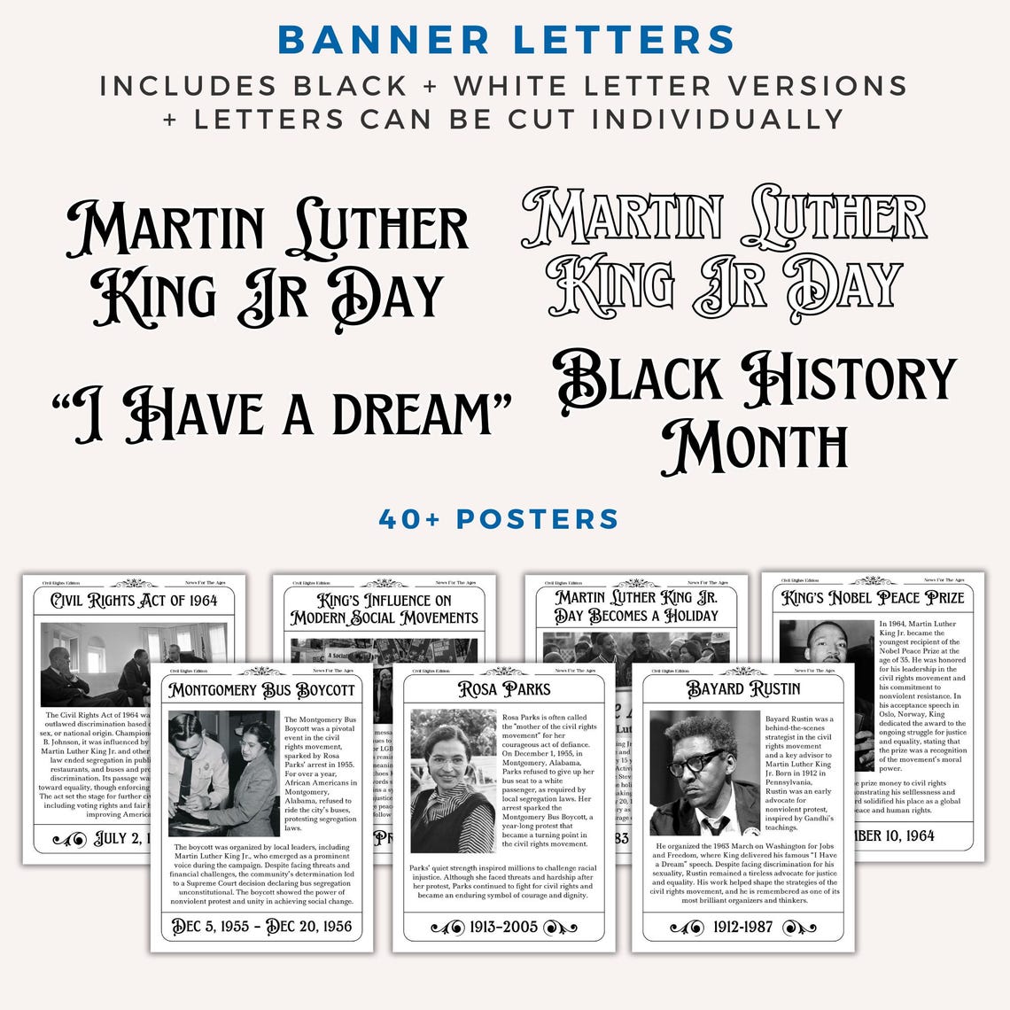 MLK Day Bulletin Board Kit, Martin Luther King Jr Day Printable ...