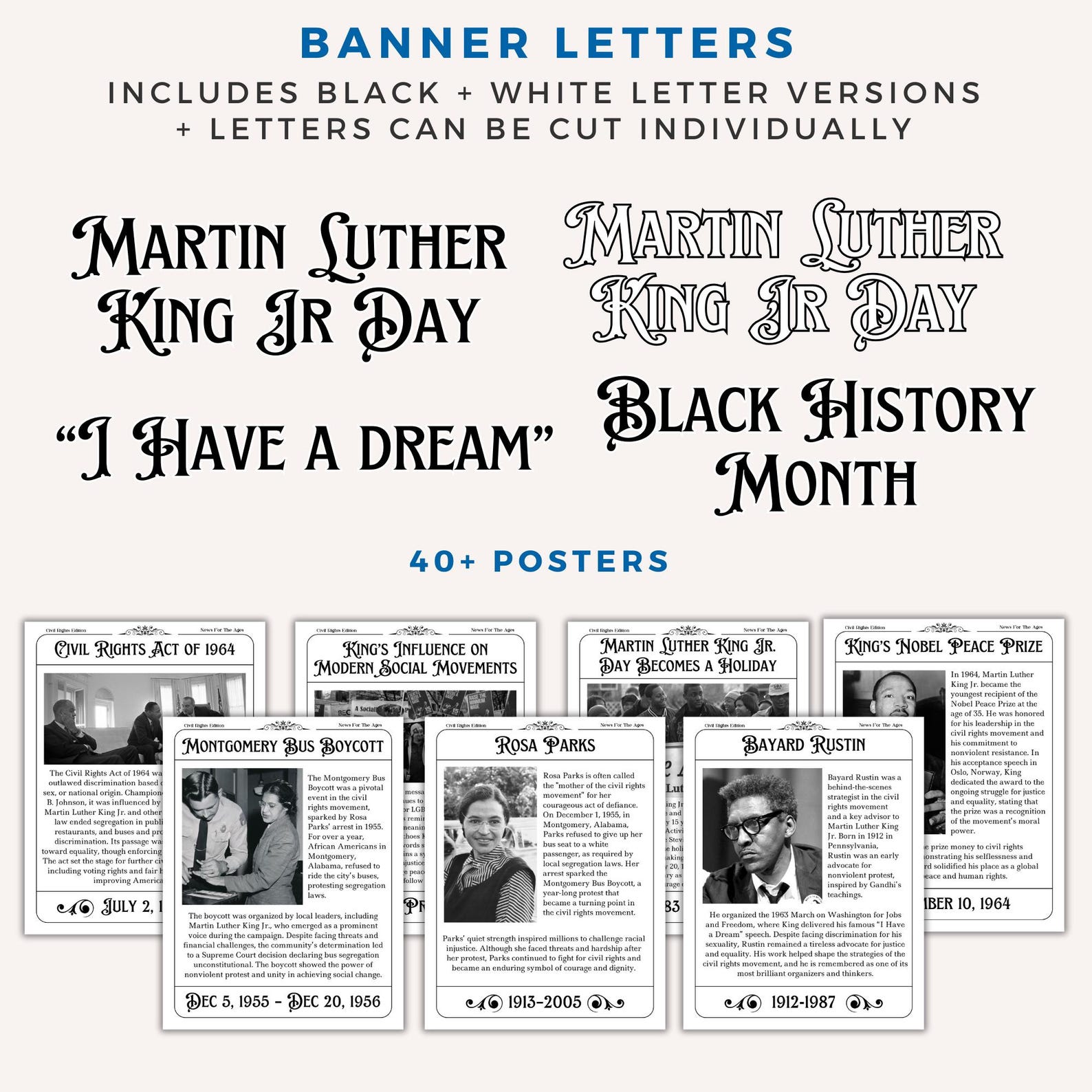 MLK Day, Martin Luther King Jr Day Bulletin Board Kit, Black History ...