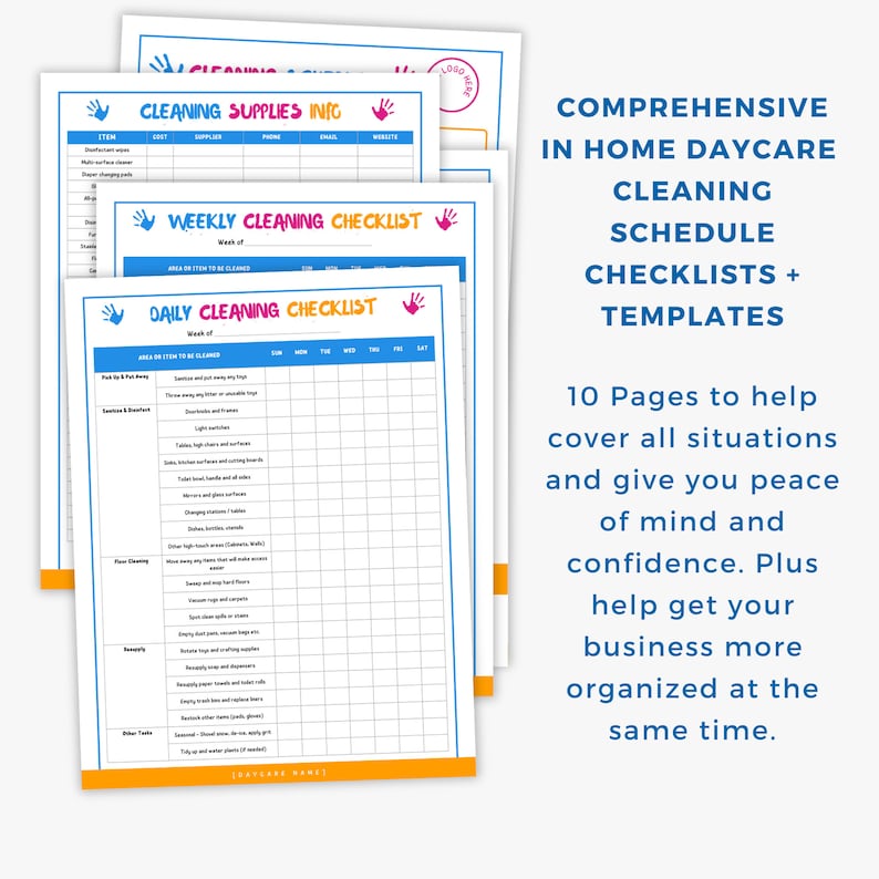 Daycare Cleaning Schedule Checklist, Editable Checklist Forms, in Home ...